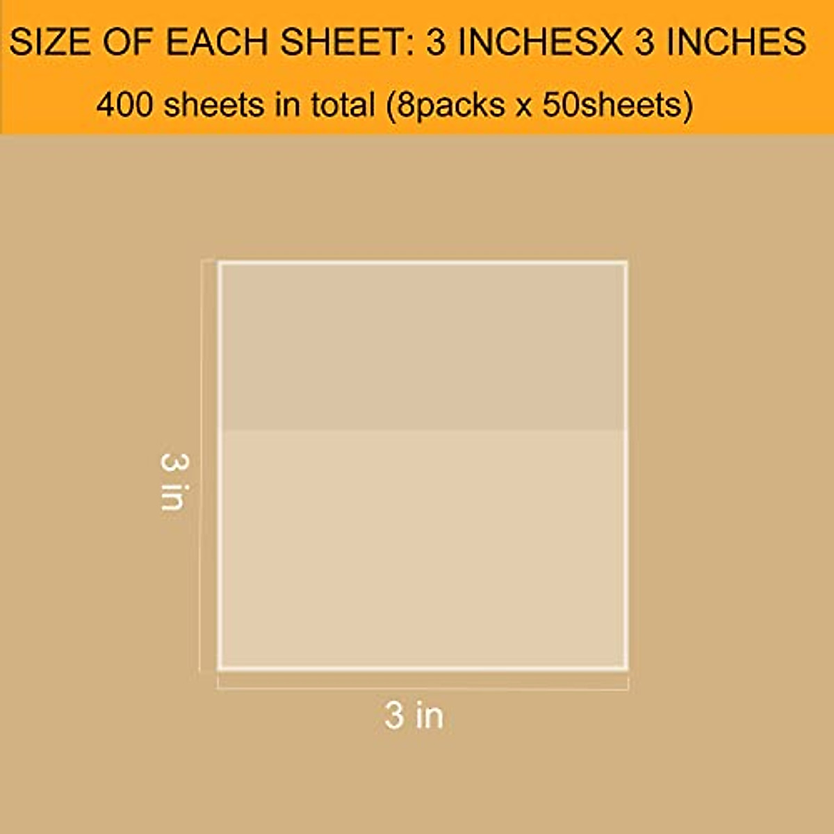 400 Sheets Kaseamu Transparent Sticky Notes 3x3 Inch, 8 Packs of Clear Sticky Notes, Waterproof Translucent Sticky Notes, Aesthetic Sticky Notes for Annotation Supplies, Office & School Supplies