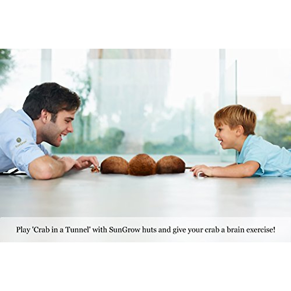 SunGrow Hermit Crab Huts, 5x3 Inches, Arthropod's Coconut Hide, Spacious Coco Tunnel, Use as Hermit Cave or Climber, 1-Pc