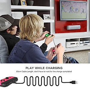 Mini Charging Dock Charger for Nintendo Switch Joy-Con with Low Battery Reminder and LED Charger Indicator - Black, 2 Packs