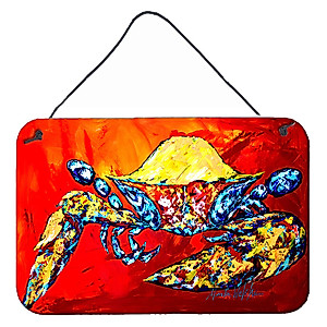 Caroline's Treasures MW1208DS812 Bring it on Crab in Red Wall or Door Hanging Prints Aluminum Metal Sign Kitchen Wall Bar Bathroom Plaque Home Decor, 8x12, Multicolor