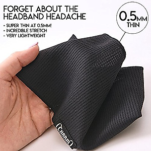 Sports Headbands for Men Moisture Wicking Sweatbands for Women, Lightweight Yoga Hair Bands, Crossfit Or Running Gear, Thin Elastic Workout Head Wraps Black