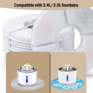 Alysontech Cat Water Fountain Filter, Pet Fountain Replacement Filter, 12 Count (Pack of 1)