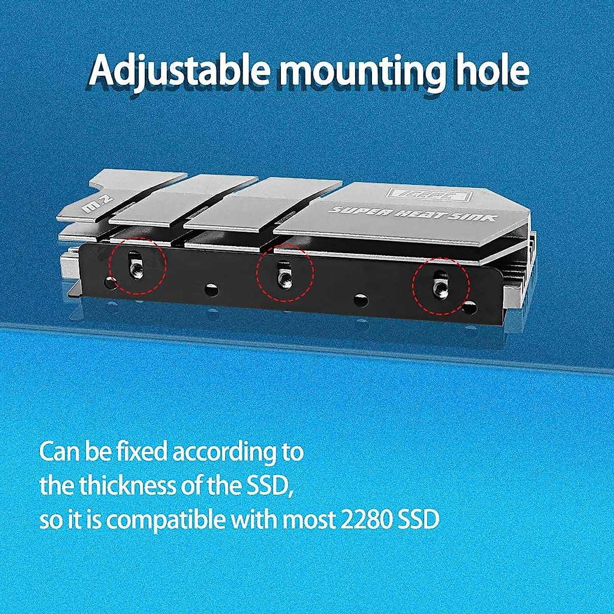 icepc M.2 2280 SSD NVMe NGFF Heatsink, Aluminum High Performance Double-Sided Radiator with Thermal Conductivity Pad for PCIE NVME M.2 SSD or SATA M.2 SSD PC Cooler