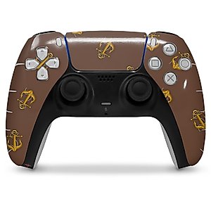 WraptorSkinz Skin Wrap compatible with Sony PS5 DualSense Controller Anchors Away Chocolate Brown (CONTROLLER NOT INCLUDED)