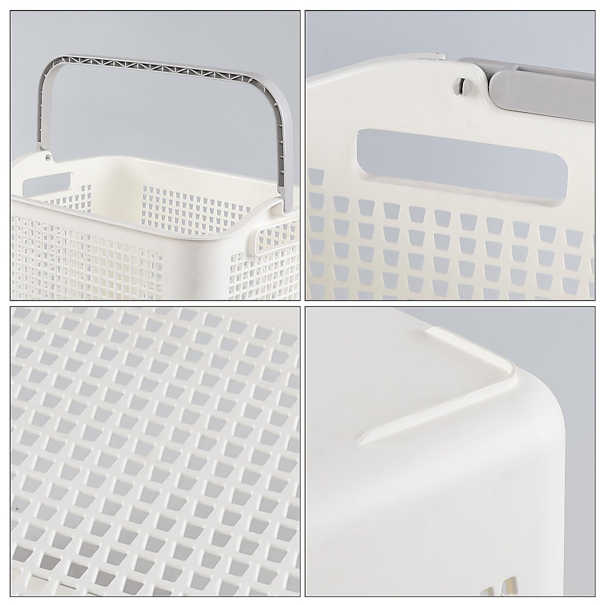 Rosebloom 35 L Plastic Portable Laundry Basket, Plastic Laundry Baskets with Handle, White, 4 Packs