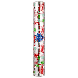 STOBOK Christmas Cellophane Wrap Roll: Unfolded Width 32 X 100FT Santa Claus Pattern Clear Paper Wrapper Transparent Gift Wrapping Packing Paper for Flower Basket Xmas, 3 Mil Thicken