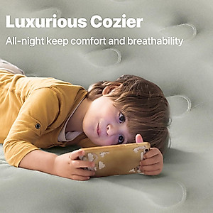 A-ER-FA Queen Air Mattress with Headboard and Cup Holder, Comfort Blow Up Mattress, Inflatable Mattress for Guests and Home, Colchon Inflable, Air Bed