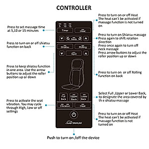 Snailax Shiatsu Full Back Massager with Heat, Chair Massager for Neck and Back Shoulders,Gel Modes Massage Cushion,Adjustable Height Massage Seat, Mothers Day Gifts for Mom,Dad