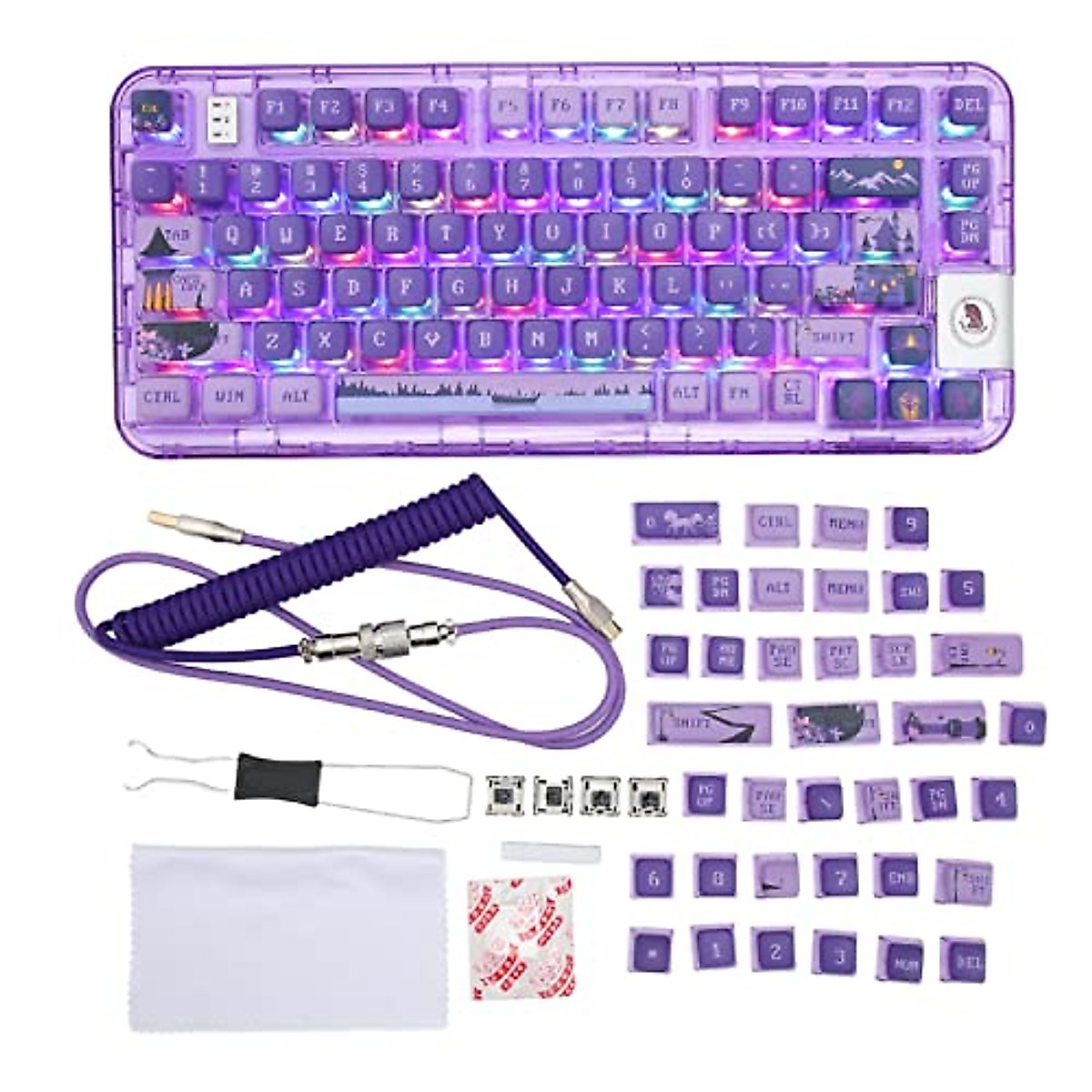 Mechanical Keyboard, 80 Keys Triple Modes Gasket Structure Transparent Case Hot Swapable Mechanical Gaming Keyboard,for Gaming Studying