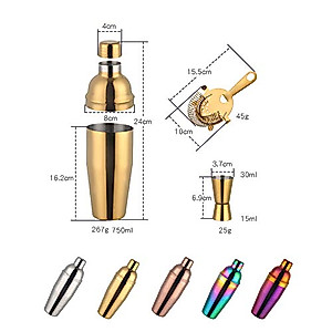 Buyer Star Cocktail Shaker Bar Set,Rainbow Juice Shaker, 25oz Martini Shaker, Fast Cooling Drink, 8-piece Bartender Kit Drink Bartender Stick Tool Set