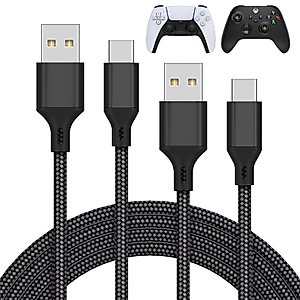 2 Pack 16.4FT Charging Cable for Xbox Series X/for Xbox Series S/for PS5 Controllers, Replacement USB Charger Cord Nylon Braided Type-C Ports Accessories for Nintendo Swith/Switch Lite
