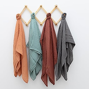 Pondering Pine Organic Muslin Swaddle Blanket - Baby Receiving Blankets Neutral - Boho Earth Tone Collection, 4 Pack, 47" x 47
