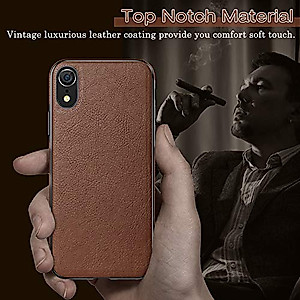 LOHASIC for iPhone XR Case, Premium Leather Slim Fit Flexible Defender Anti-Slip Soft Grip Scratch Resistant Protective Cover Soft Cases Compatible with Apple iPhone XR (2018) 6.1 inch - Brown