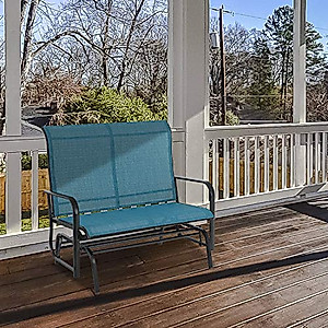 Sophia & William Patio Glider Rocking Chair for 2 Person, Outdoor Swing Love Seat Rocker Chair Bench of Sling Fabric and Power Coating Metal Frame for Porch, Balcony, Backyard