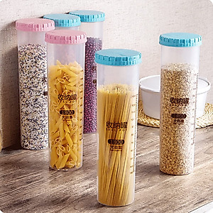 FSHAN Kitchen Jars Airtight Food Storage Containers with Lids 1.8L Pasta Cereal Containers Tall Clear Spaghetti Pasta Storage Container Set Useful Container Set (Color : 2pcs Pink)