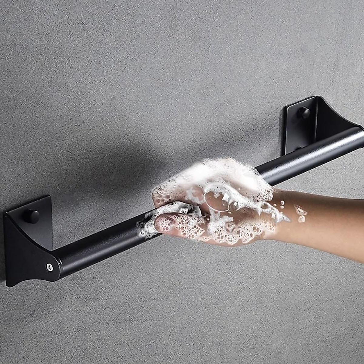 Space Aluminum Grab Bars Heavy Duty Shower Handle Bathroom Balance Bars Grab Bar Hand Rail Support Assist Bath Handles for Handicap Elderly Injury (Color : Black, Size : 40cm)