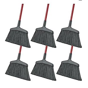 Commercial Wide Commercial Angle Broom, 55" Length, 15" Width, Black/Red (6)