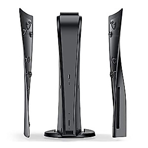 Benazcap for PS5 Faceplate, Hard Shockproof Playstation 5 Plates PS5 Face Plate Cover Shell Skin Case, Accessories for PS5 Plates Black (Disc Version)