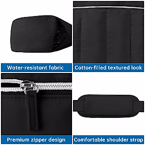 LYAUK Tote Bag for Women, Puffy Hobo Tote Bag, Laptop Shoulder Bag Crossbody Handbag, Large Top Handle Satchel, Black