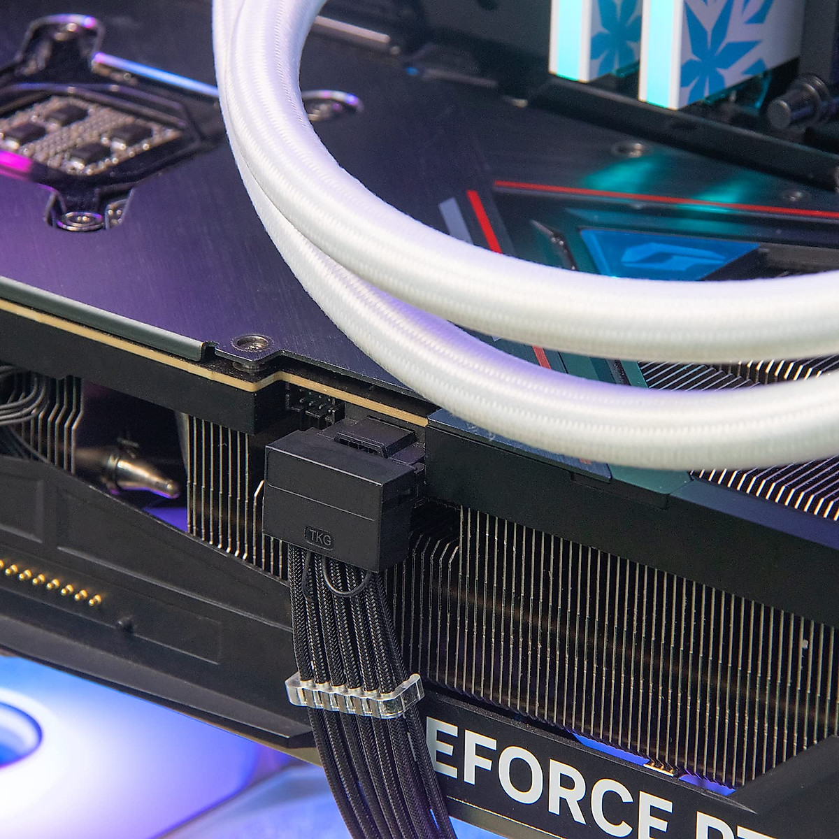 Sirlyr 90 Degree 12VHPWR Connector, 12+4 to 3 * 8 Pin Modular Cable, Sleeved 16 Pin GPU Cable for RTX3090Ti, 4080, 4090 Compatible with Corsair, Great Wall, Thermaltake Power Supply - Black