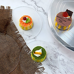 Tuelaly 2Pcs Cake Plates, Cake Disk, Acrylic Round Discs, Non-Sticky Reused Acrylic Buttercream Cake Discs for Cakes Serving