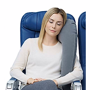 TRAVELREST Ultimate Travel Pillow & Body Pillow - Headrest, Auto, Bus, Train, Office Napping, Camping, Wheelchairs, Comfort and Support, Rolls Up, Straps to Airplane Seat & Car - Blue