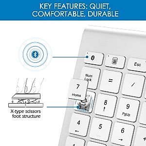 Foloda Bluetooth Wireless Number Pads: 22 Keys Wireless Financial Accounting Numeric Keypad, External 10 Key Numpad Numbers Keyboard for Laptop Computer Surface Pro Notebook Desktop (NO Receiver)