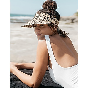 Straw Visor for Women | Packable Beach Visor & Sun Visor | Sun Protection | One Size | Pepper | Hemlock
