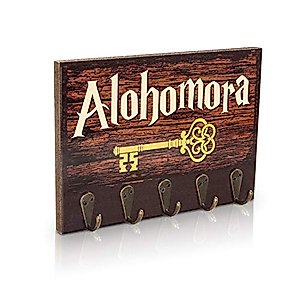getDigital Alohomora Key Rack | Magical Home & Office Decor Key Holder with 5 Metal Hooks | Also Suitable as a Hanger for Clothes, Bags or Dog Leashes