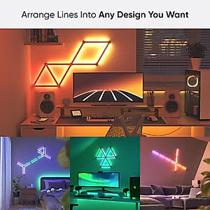 Nanoleaf Lines WiFi Smart RGBW 16M+ Color LED Dimmable Gaming and Home Decor Wall Lights Expansion Pack (3 LED Light Lines) (60 Degree Expansion (3 Pack))