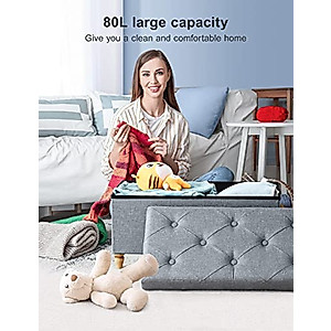 Nicehill 2022 Upgraded 30 Inches Storage Ottoman with Non-Skid Wooden Legs, 80L Ottoman with Storage for Living Room,Bedroom & Entryway, Foot Rest, Load 350lbs (Elegant Grey)