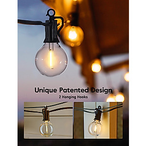 2 Pack 25FT Outdoor String Lights, Globe Patio Lights with 12+1 LED G40 Plastic Shatterproof Bulbs, Waterproof Connectable Edison Hanging Lights, Backyard Lights for Balcony Gazebo Garden Party Decor