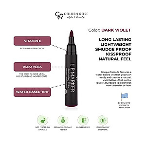 Golden Rose Lip Marker Lip Stain Ultra Long Lasting Natural Finish Water Based with Aloe Vera and Vitamin E (105 Mulberry)