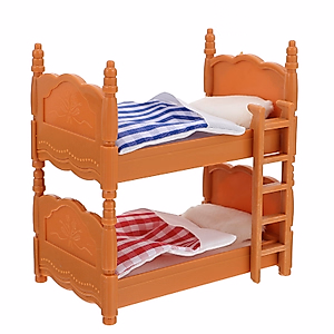 Veemoon Doll House Furniture Dollhouse Decoration Accessories Dollhouse Mini Double beds Dollhouse Miniature Furniture Miniatures Bunk Bed