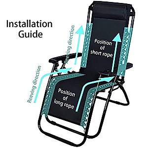 Four Seasons BeiJiaEr Zero Gravity Chair Heavy Duty Universal Replacement Cords (4.5 mm) Laces Bungee Elastic Patio Recliner Lounge Chair Repair Stretch Cords (4 Cords) (Black)