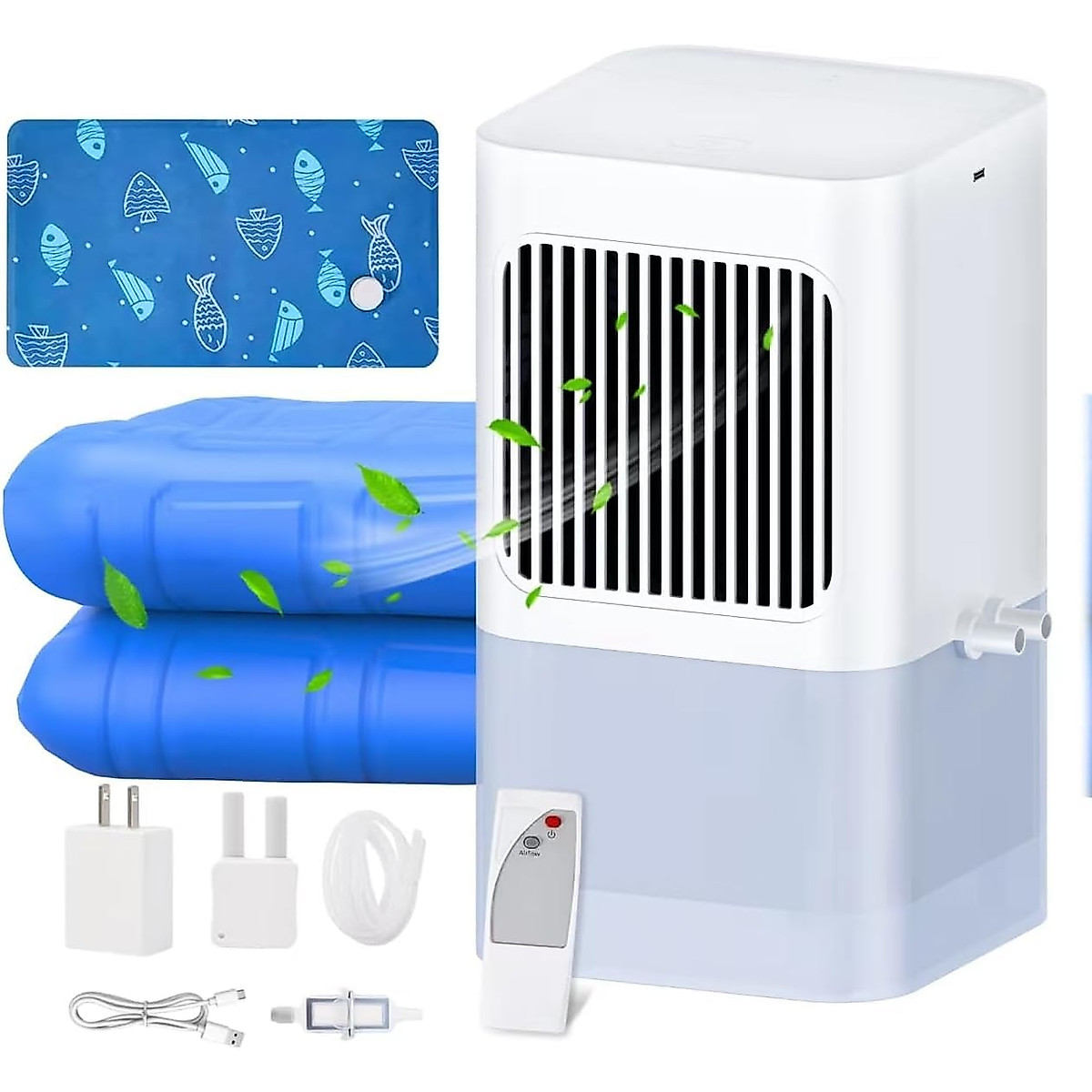 Bed Cooling System - Newest Water Cooling Mattress Pad with Water Cooling System, Portable Chiller with Remote Control, PVC Chilled Mattress Topper and Small PVC Pillow - 63" L x 28" W