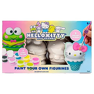 Horizon Group USA Sanrio Hello Kitty and Friends Paint Your Own Figurines Arts and Crafts Kit, Ceramic Paintable Hello Kitty & Keroppi, Kawaii Painting Kit for Kids, Craft Kits for Kids 8-12, Ages 8+
