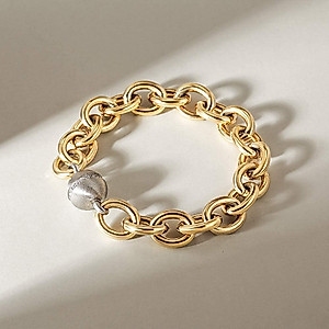 WISTIC 14K Gold Wire Wide Cuban Curb Link Bracelets with CZ for Women Chunky Bracelet Multi-Color Stainless Steel Charm Chain for Men and Adults Fashion Jewerly