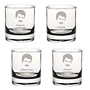 Brindle Southern Farms Ron Swanson Rocks Glasses: Parks and Rec Inspired Etched Whiskey Glass/Drinking Glass Gift Set for Ron Swanson Fan