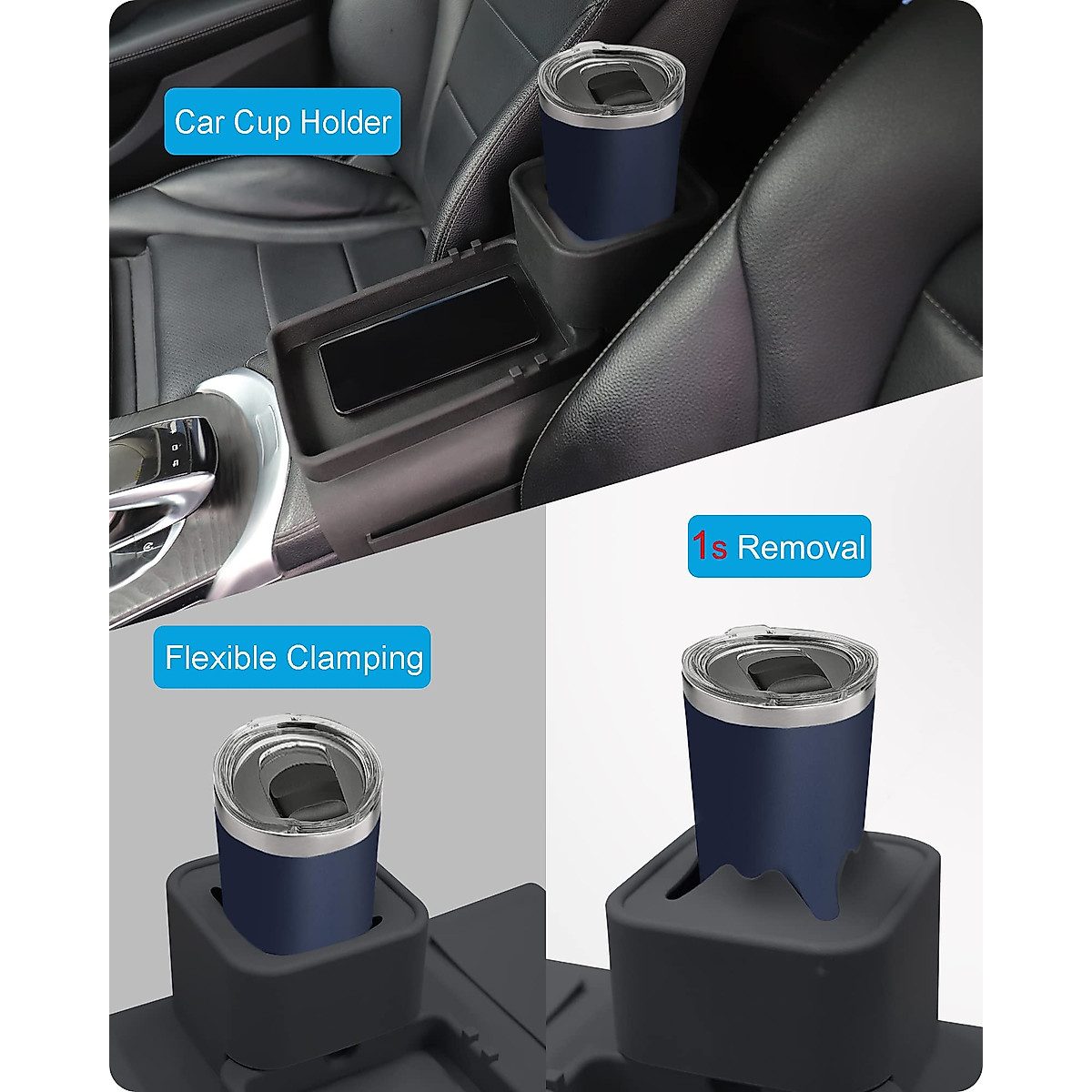 Silicone Couch Cup Holder, VIENFUT Anti-Spill Anti-Slip Sofa Armrest Tray BPA-Free, Dirt-Resistant Silicone Couch Arm Tray for Remote, Snacks, Cellphone and iPad, Gift for Family, Friend (Black)