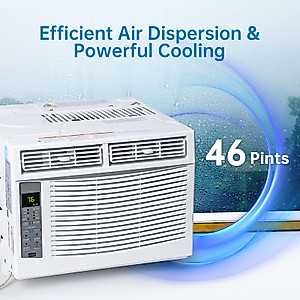 Adoolla 6,000 BTU Turbo Fast Cooling Up to 250 Sq.Ft. Flexible Opening(T Design), AC Unit with Remote & APP Control, Easy Install Kit, Auto Restart, 24H Timer Window Air Conditioner, White