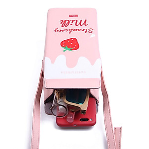 Lanpet Women Unique Purse Girls Fruits Banana Strawberry Milk Box Cross body Bag Mobile phone Wallet Purse