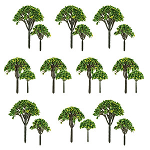 Yetaha 20PCS Mini Fairy Garden Model Trees, Miniature Plant Ornament Models Green Diorama Supplies for DIY Craft Train Landscape Railroad Scenery Sand Military Layout Model War Gaming Terrain