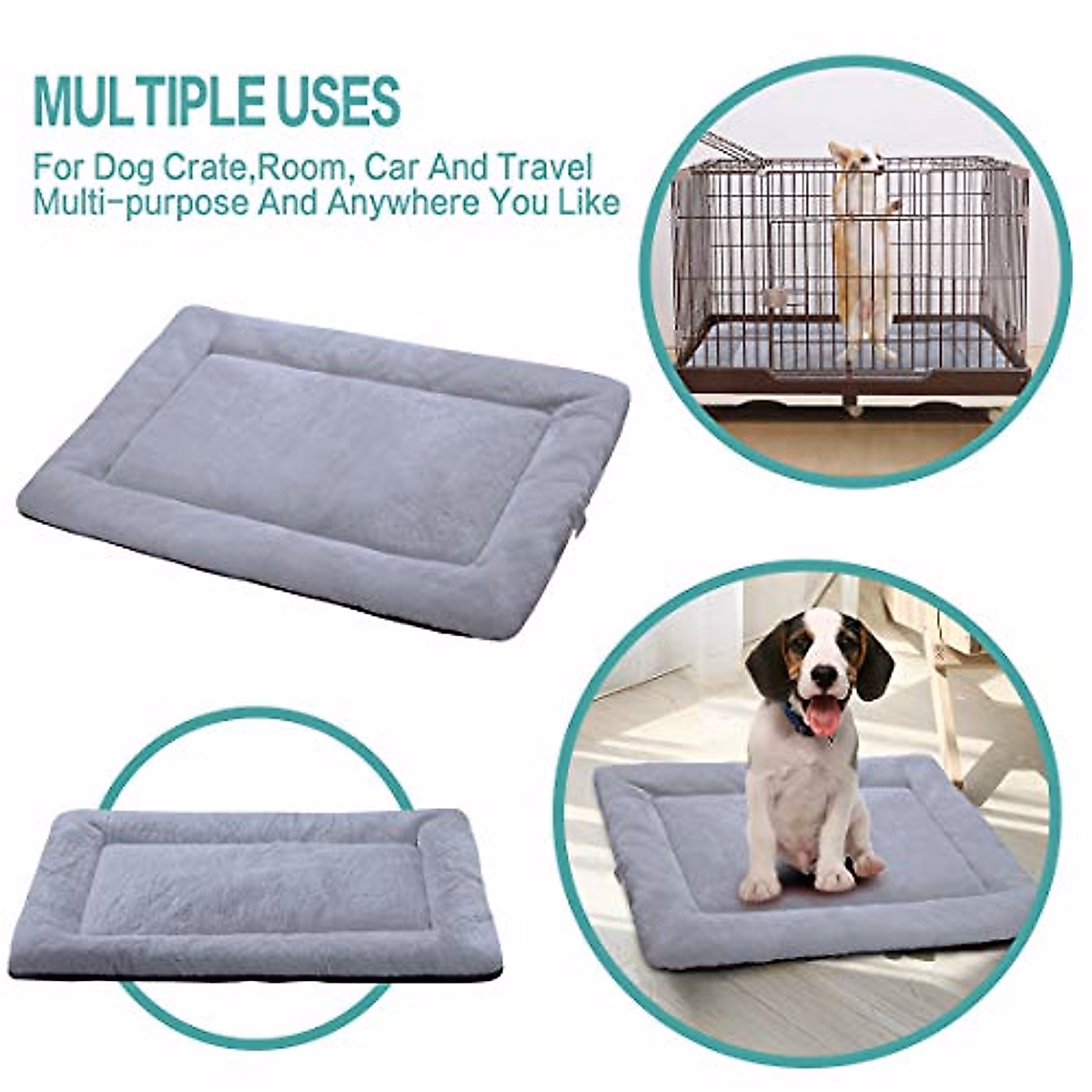 PETCIOSO Super Soft Dog Cat Crate Bed Blanket-Fluffy Pet Bed All Season-Machine Wash & Dryer Friendly-Anti-Slip Pet Beds（NOT for Chewer (36in,Grey)