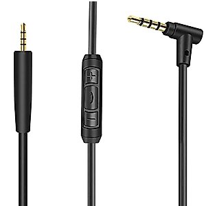 BINGLE Headphones Replacement Cord for Bose QC25, QC35, QuietComfort 25, QuietComfort 35, On-Ear 2,OE2,OE2i Headphones Inline Mic/Remote Control – Black