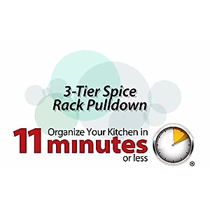 Hardware Resources 3-Tier Pull Down Spice Rack - Chrome-Finished Steel Retractable Organizer for Spice Bottles & Seasoning Jars - Easy to Install, Screws Included - Fits 15” Opening Wall Cabinet