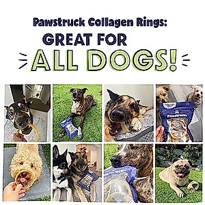 Pawstruck Natural Beef Collagen Rings for Dogs - Vet-Approved Long Lasting Alternative to Traditional Rawhide & Bully Sticks - High Protein Dental Treat w/Glucosamine & Chondroitin - 3 Pack