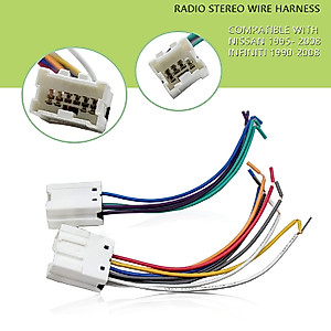 RED WOLF Radio Install Wiring Harness for Nissan 1995-2008, Infiniti 1990-2008 Replacement for Aftermarket Power/Speaker Stereo Plug Connector Non Bose System
