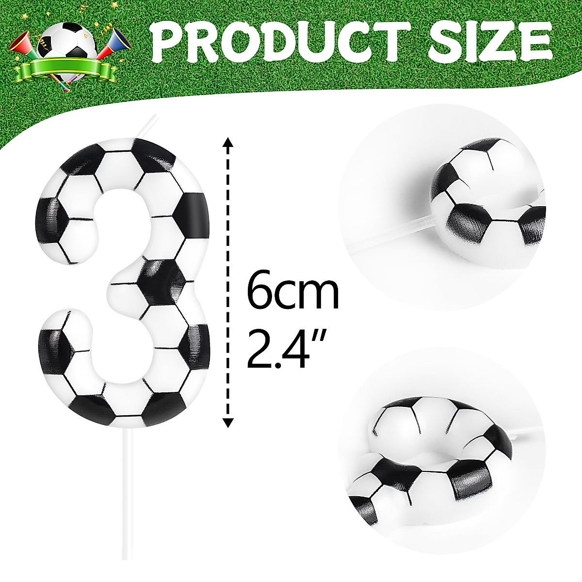 Soccer Birthday Candles 10th Soccer Themed Birthday Party Decorations, Football Birthday Cake Candles for Boys Girls Kids Sport-Theme Party Supplies