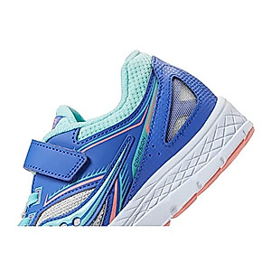 Saucony Cohesion 14 Alternative Closure Running Shoe, Silver/Periwinkle/Turq, 2 US Unisex Big Kid